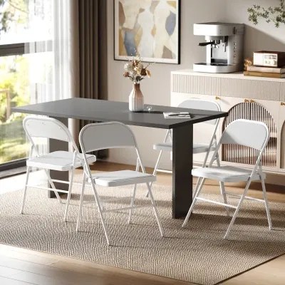 HOMCOM sada 4 skládacích židlí přenosné jídelní židle ocelový rám 45 x 46 x 78 cm bílá