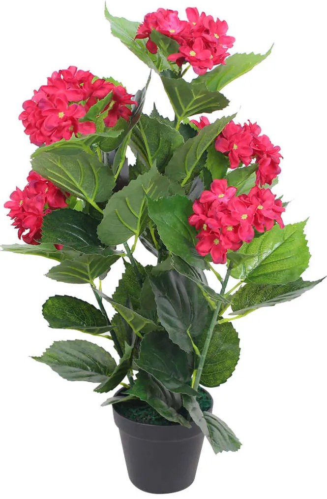 Umělá rostlina hortenzie s květináčem 60 cm červená 244440