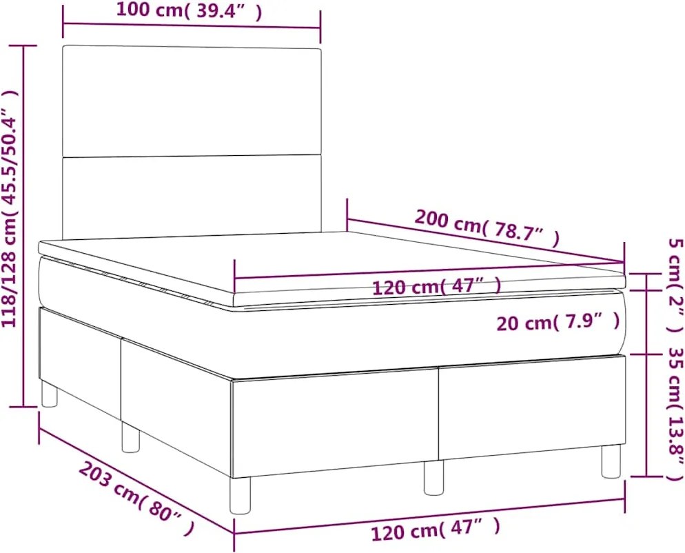 Box spring postel s matrací tmavě modrá 120 x 200 cm samet 3142897