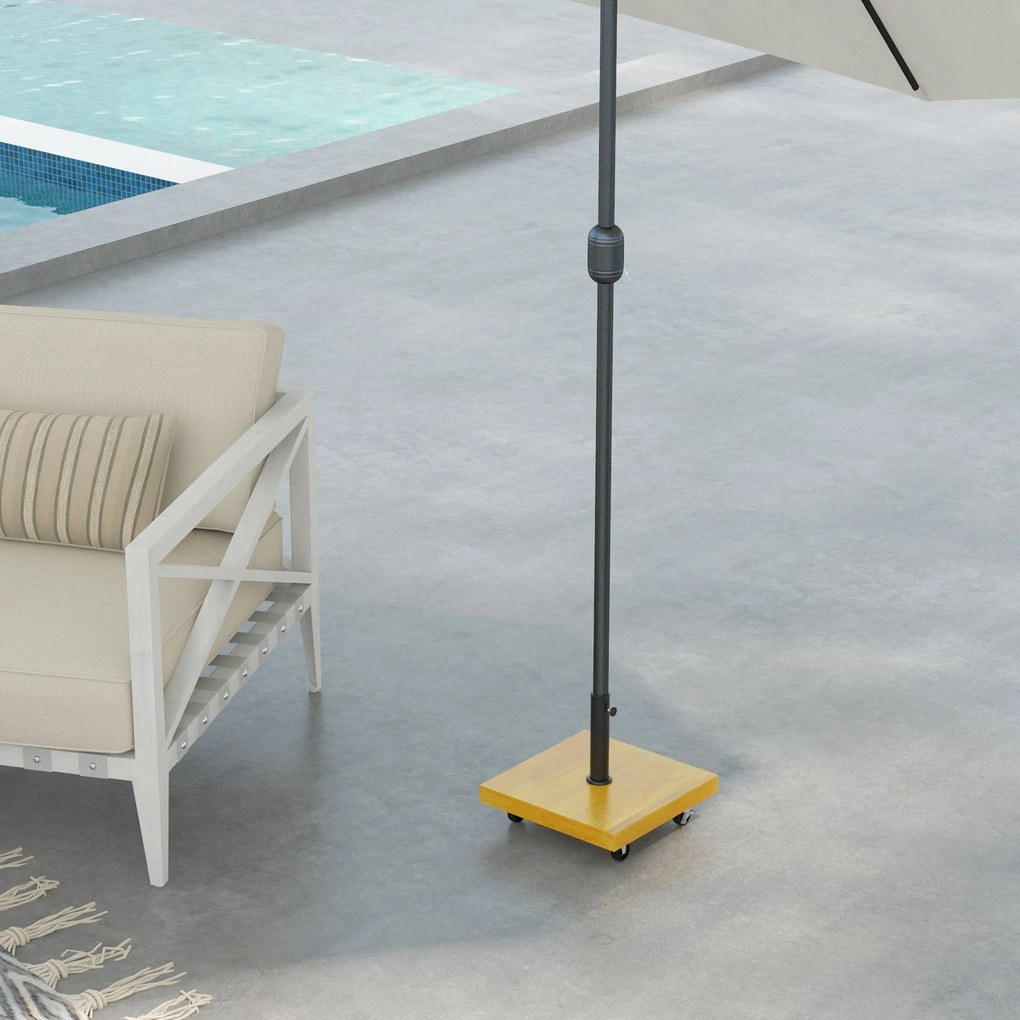 Základna pro slunečník Outsunny - hmotnost 25 kg, kovová s 4 koly - rozměry 45D x 45Š x 36,5V cm pro sloup Ø34, Ø38 a Ø48 mm | Aosom