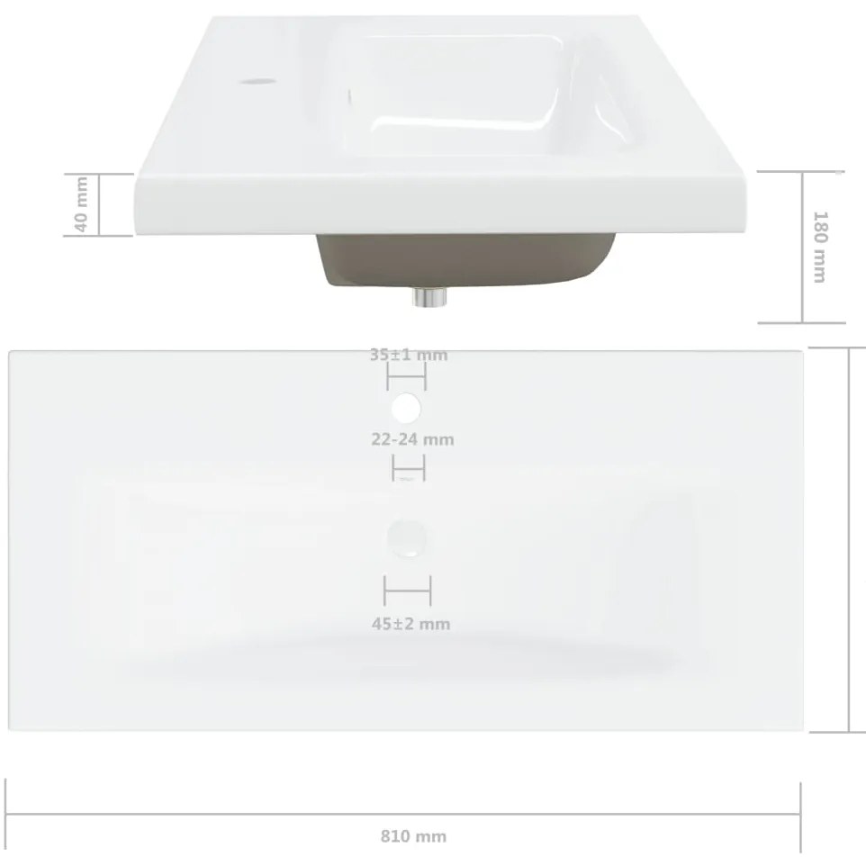 vidaXL Marketos Zápustné umyvadlo s baterií 81 x 39 x 18 cm keramické bílé