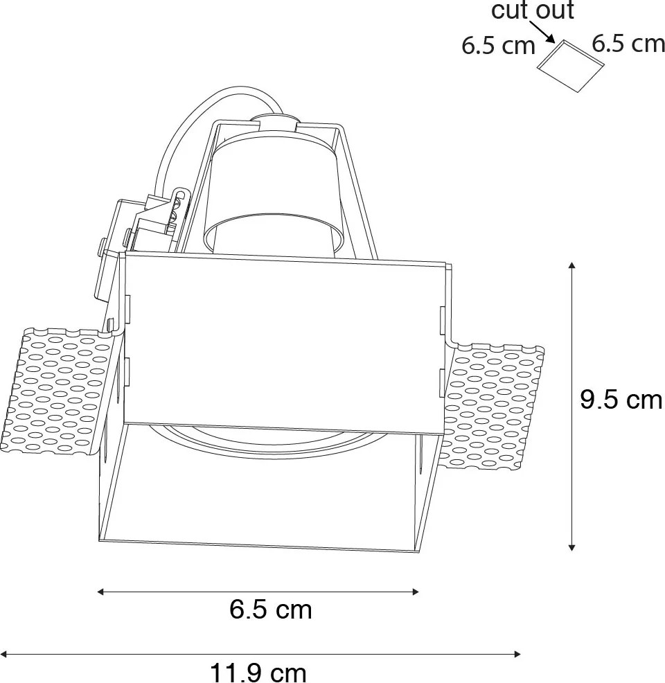Sada 6 vestavných bodových svítidel bílých GU10 50 mm bez rámečku - Oneon