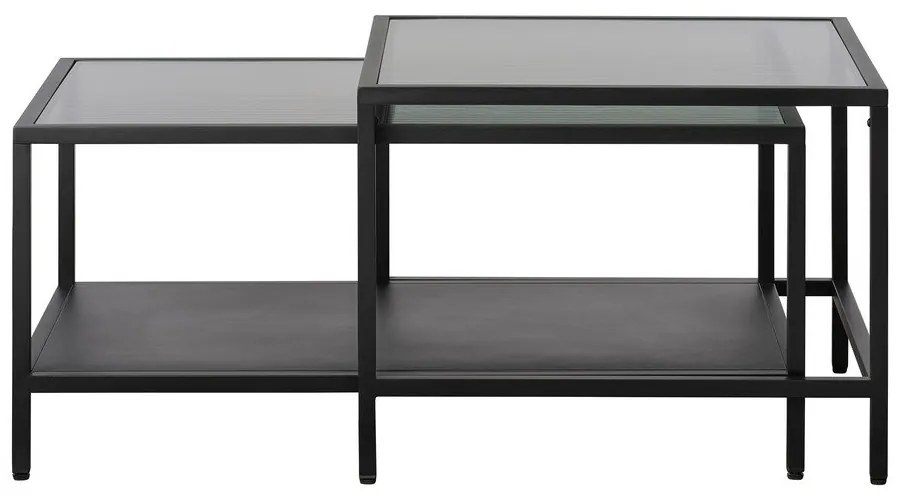 Černé skleněné konferenční stolky v sadě 2 ks 60x60 cm Bronco – Unique Furniture