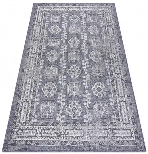 Dywany Łuszczów, Kusový koberec Sion Sisal Ornament 2832 blue/pink/ecru – na ven i na doma, 140x190, šedá, chodba / předsíň