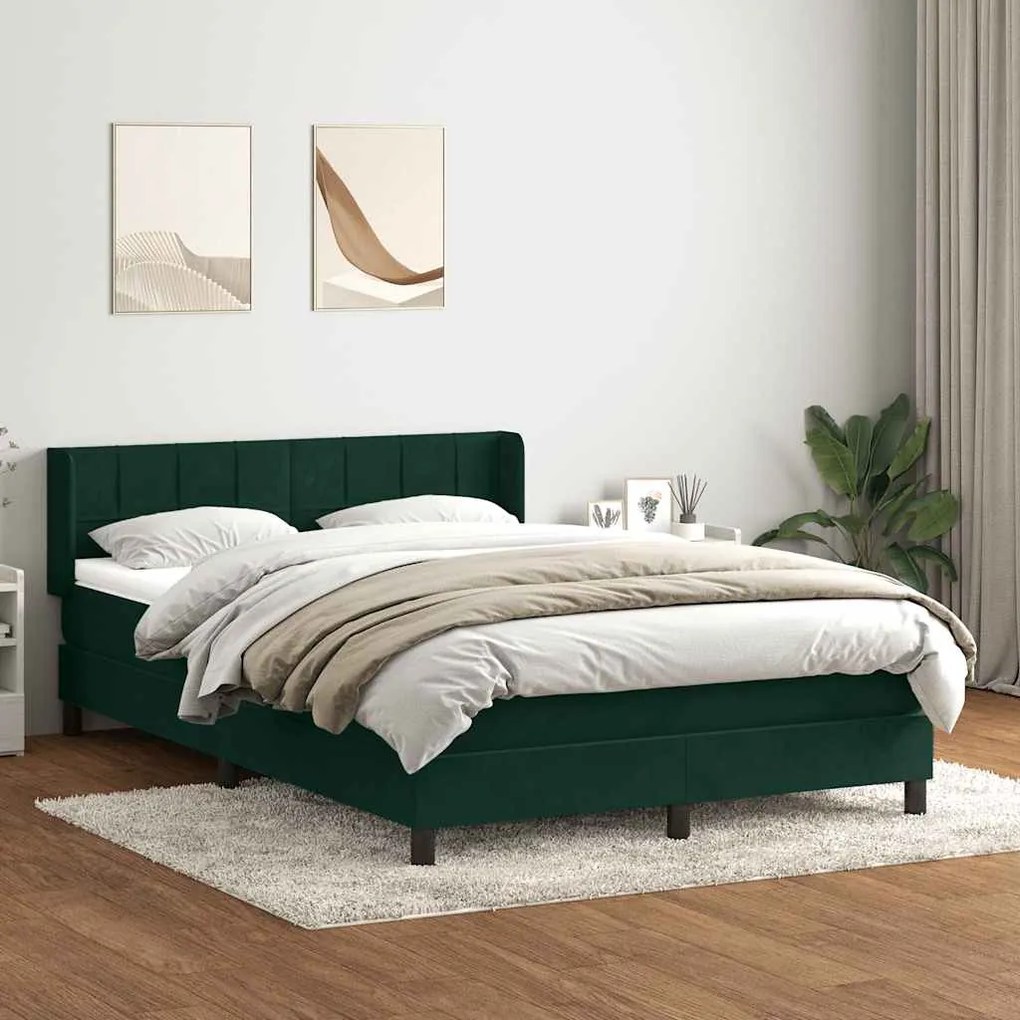 Box spring postel s matrací tmavě zelená 160x220 cm samet 3318162