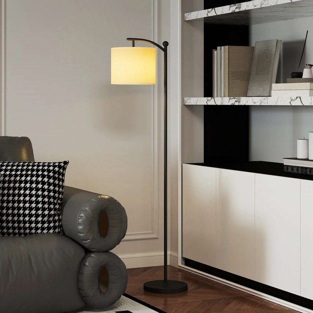 HOMCOM Stojací lampa, nastavitelné možnosti osvětlení, nožní spínač, dálkové ovládání, kov, černá