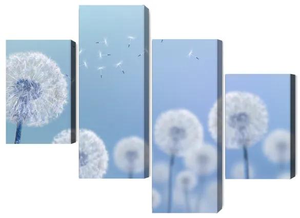 Vícedílný obraz Pampelišky Na Modrém Pozadí Nedostatek Nedostatek Přírodní plátno 240x150