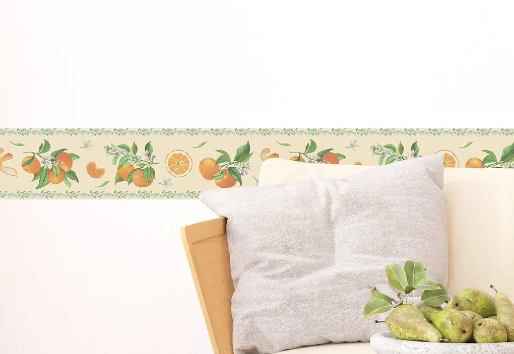 Samolepící bordura na zeď Slunečné Pomeranče | 5 m x 13.8 cm | DWB8441