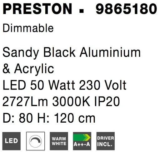 LED lustr Preston 80 černé