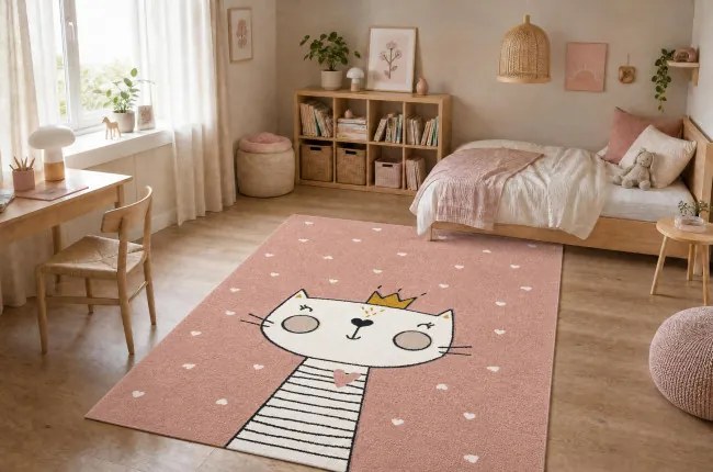 Koberec KIDDO 6106 světle růžový / bílý
