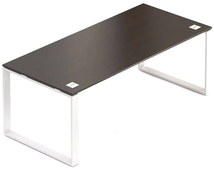 Stůl Creator 200 x 90 cm, bílá podnož, 2 nohy, wenge
