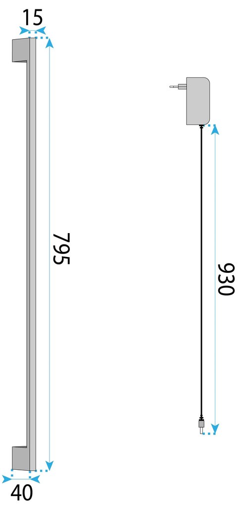 Toolight Toolight, LED nástěnné svítidlo 80cm, 12W, 3000K, LHJ063-W, černá matná, OSW-60032