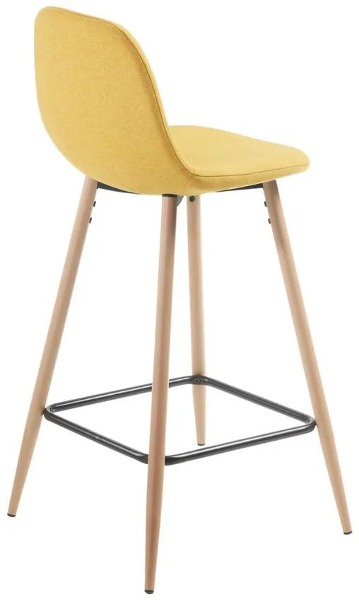 Hořčicově žlutá látková barová židle Kave Home Nolite 65 cm