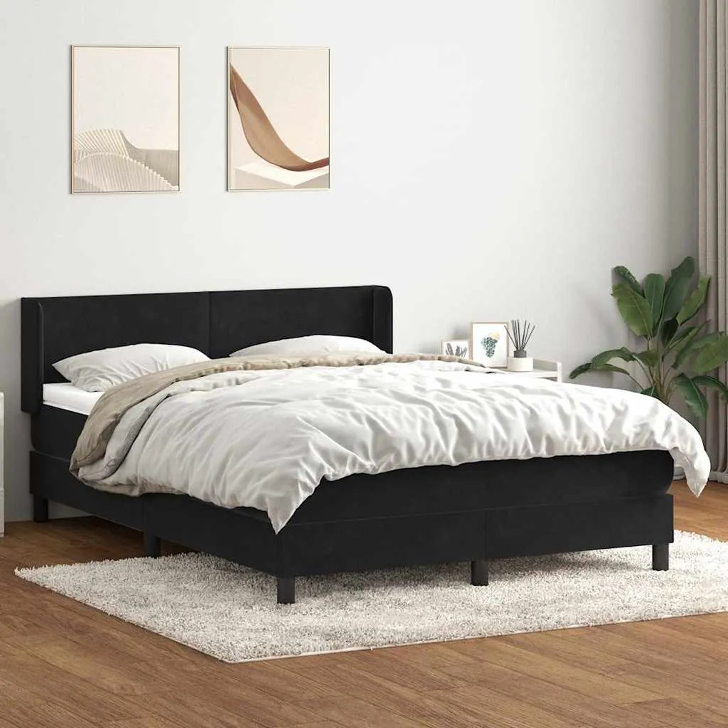 Box spring postel s matrací černá 160x210 cm samet 3317951