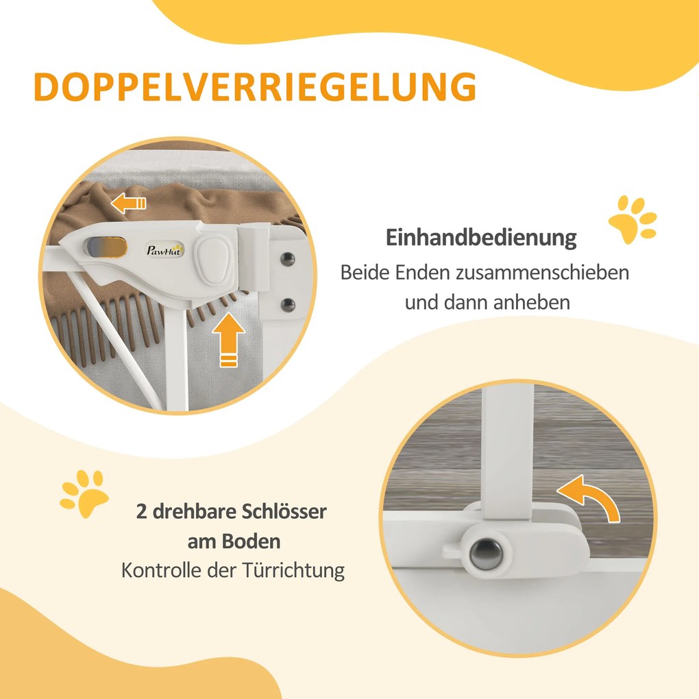 Schodišťová brána PawHut pro psy automatické dveře bez vrtání 74-100cm Bílá