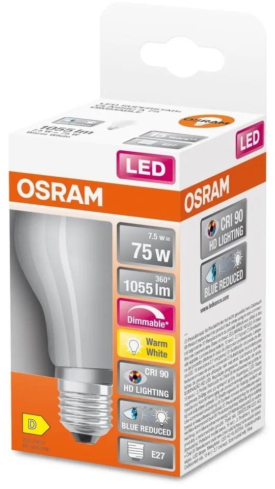 Stmívatelná LED matná žárovka E27 7,5 W SUPERSTAR, teplá bílá