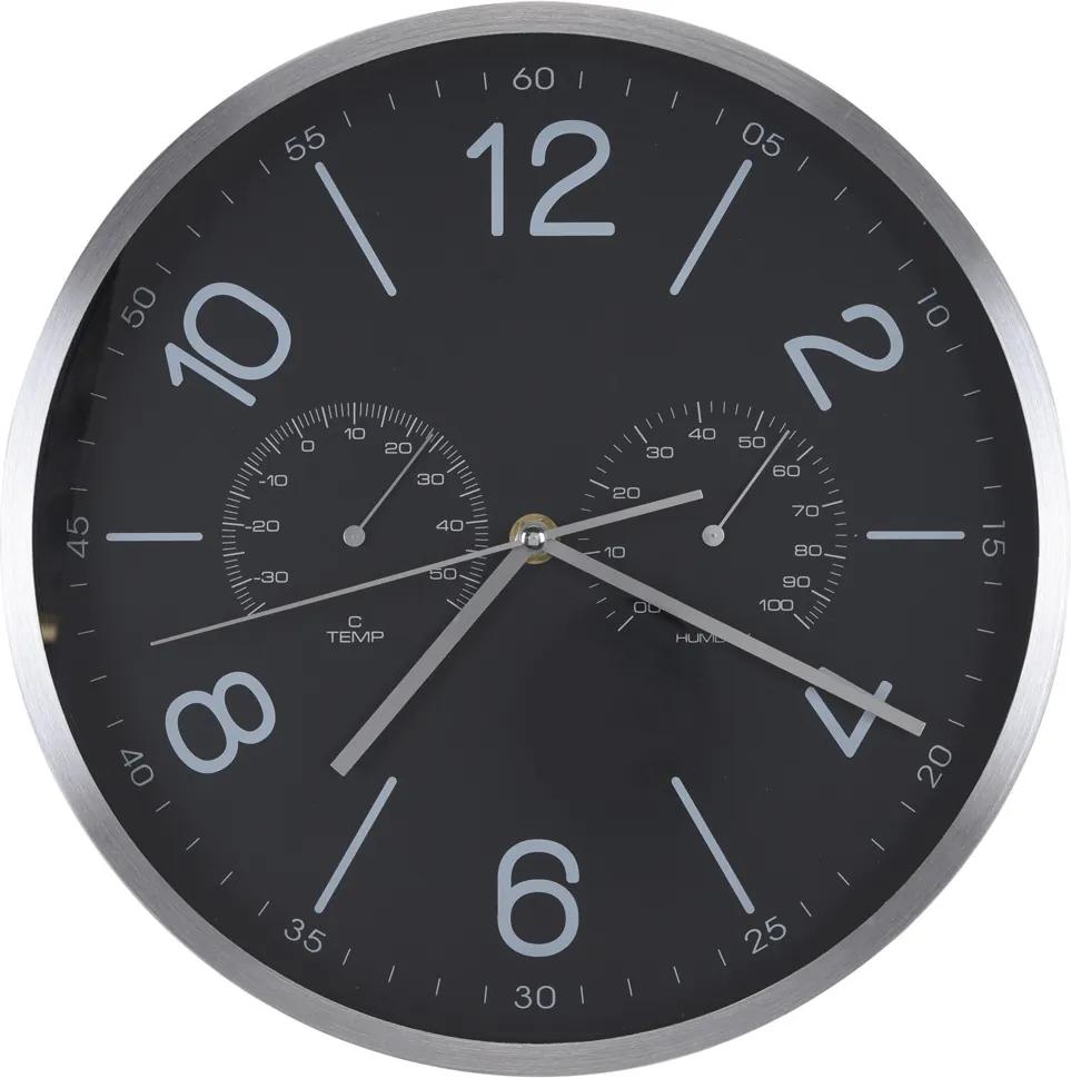 Nástěnné hodiny s teploměrem a vlhkoměrem, Ø 30 cm