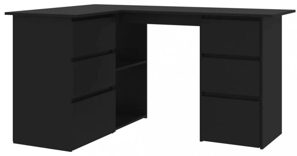 Rohový psací stůl se šuplíky 145x100 cm Dekorhome Černá