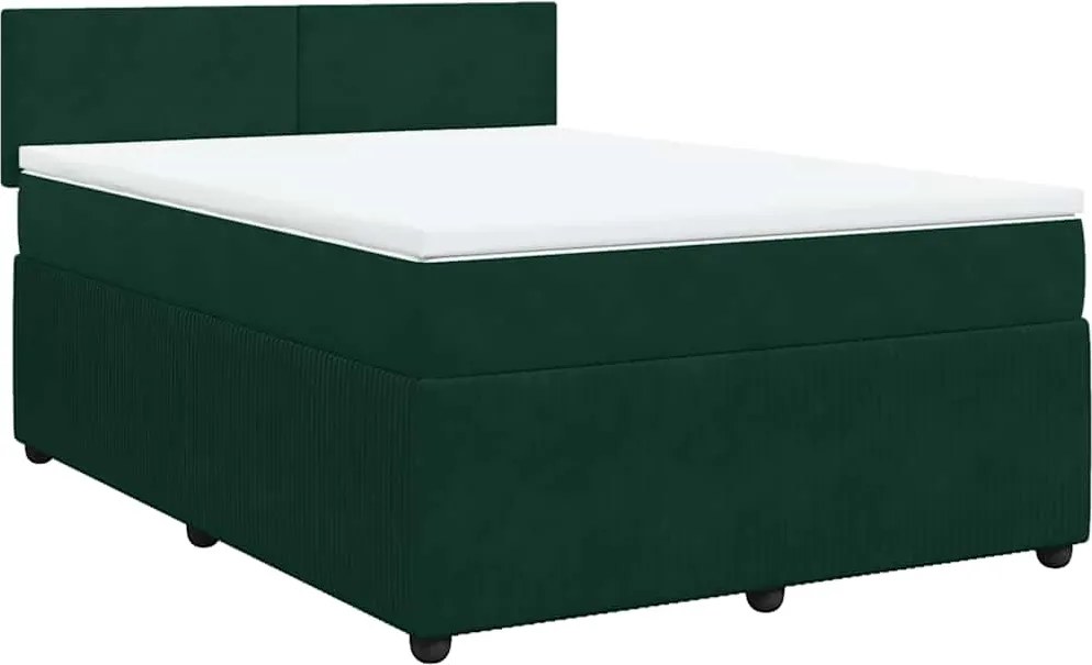 Box spring postel s matrací tmavě zelená 160x200 cm samet 3287779