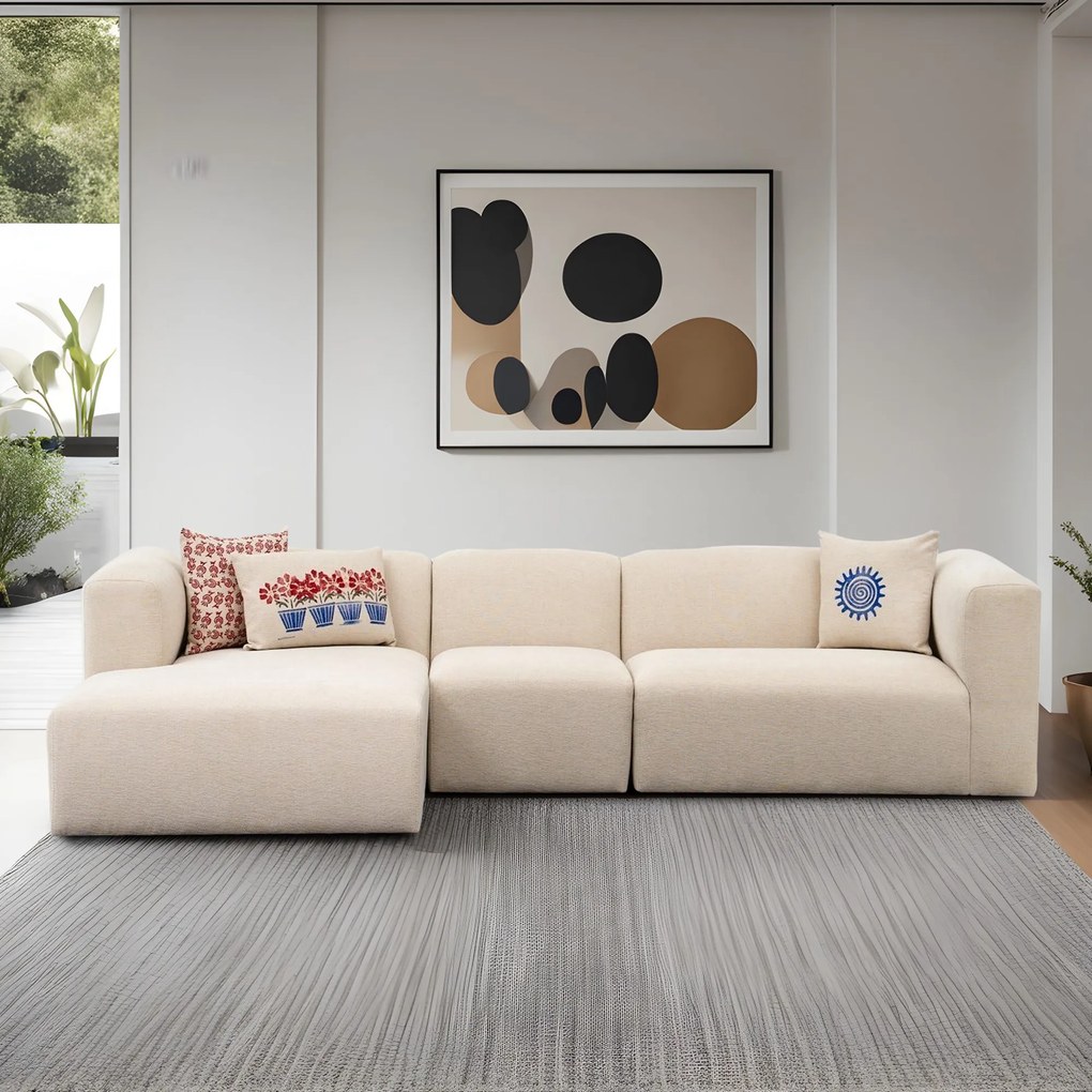 Hanah Home Rohová pohovka LINDEN levá krémová