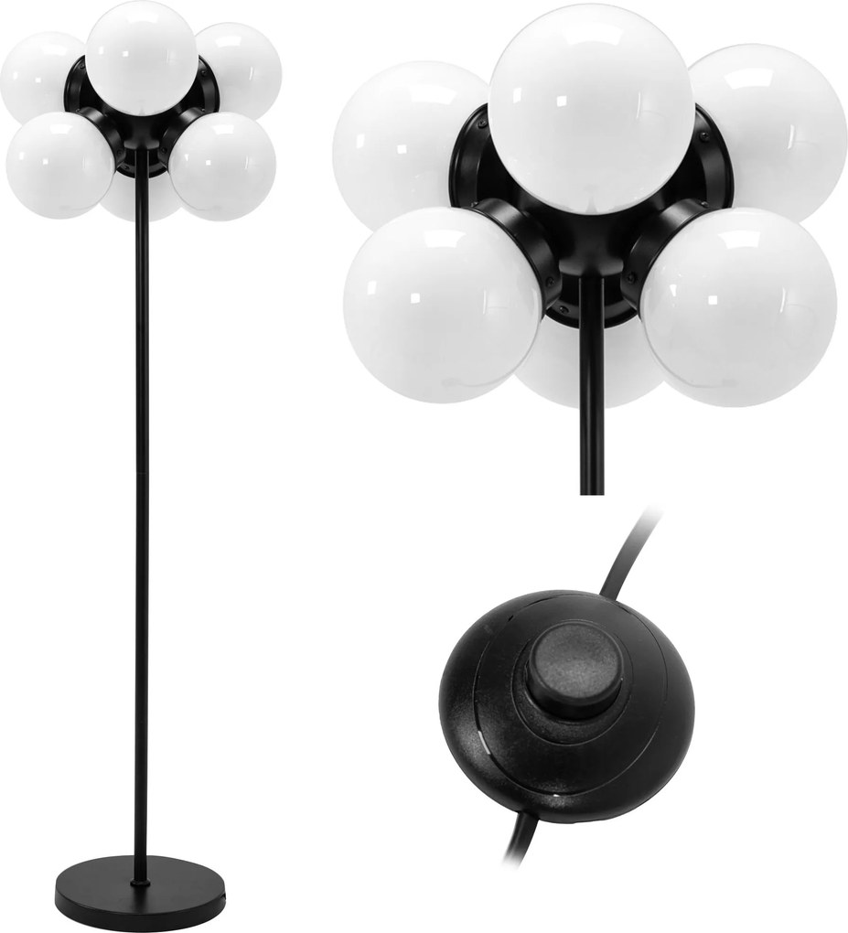 Toolight - Podlahová lampa 6xE27 APP905-6F, černá-bílá, OSW-03204