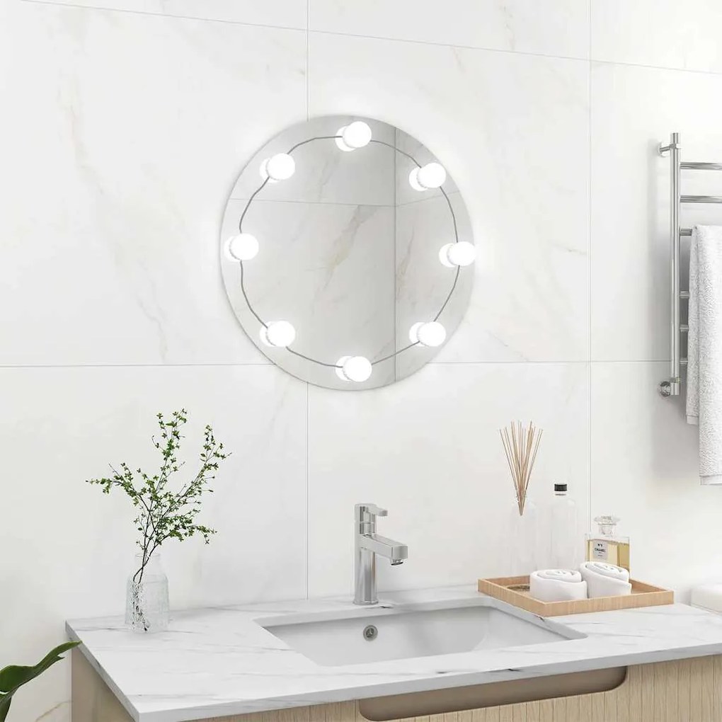 Nástěnné zrcadlo s LED osvětlením kulaté sklo 3078640
