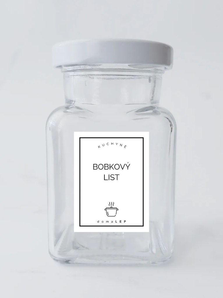 Samolepka na kořenky BOBKOVÝ LIST bílá 3 × 4 cm základní písmo