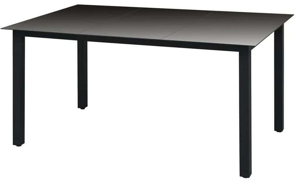 Zahradní stůl černý 150 x 90 x 74 cm hliník a sklo - Default Title
