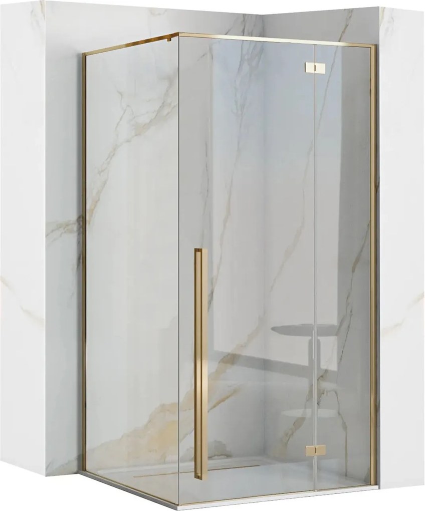 Rea Fargo Gold, sprchový kout s křídlovými dveřmi 120 (dveře) x 90 (stěna) x 195 cm, 6mm čiré sklo, zlatý profil, REA-K6614