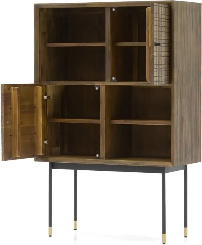 Komoda Maze 85 cm z masivu hnědá/černá