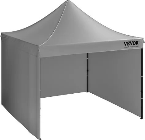 Venkovní altánový stan s vyklápěcím baldachýnem 3,05 × 3,05 m s bočnicemi tmavě šedý
