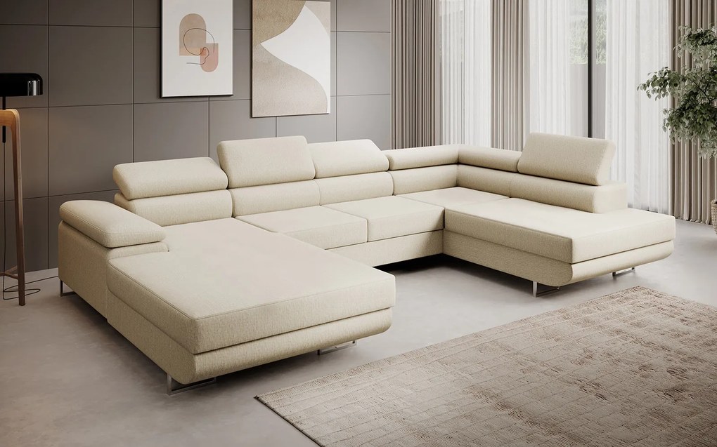 Eka Rohová sedačka ALICE U, 347 cm Roh pohovky: Pravý roh, Barva látky: Modro-šedá (Kronos 26)