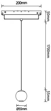Mantra Magneto 48V Gruissan, černý závěs LED 7W 2700K 38°, TRIAC, průměr 5,5cm
