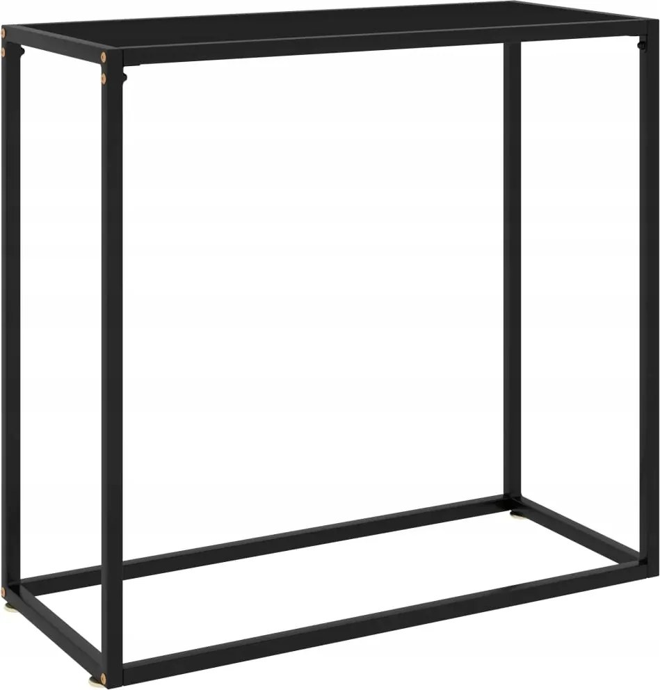 Fionshop 263732390 Konzolový stolek černý 80 x 35 x 75 cm tvrzené sklo