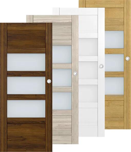 posuvné interiérové dveře do pouzdra BRAGA model B Průchozí rozměr: 70 x 197 cm, Orientace dveří: Levé dveře, Dekor: Dub šedý