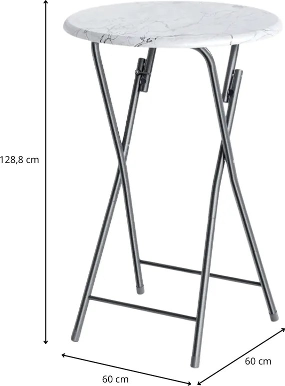 Sada 2 ks cateringových skládacích barových stolů MARLE 60 cm mramorově bílá