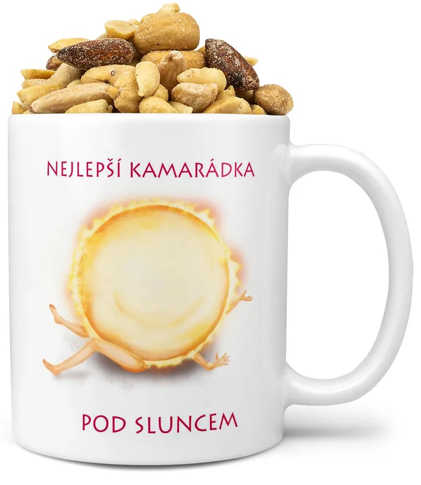 Hrnek Nejlepší kamarádka pod sluncem (Náplň hrníčku: Směs slaných oříšků)