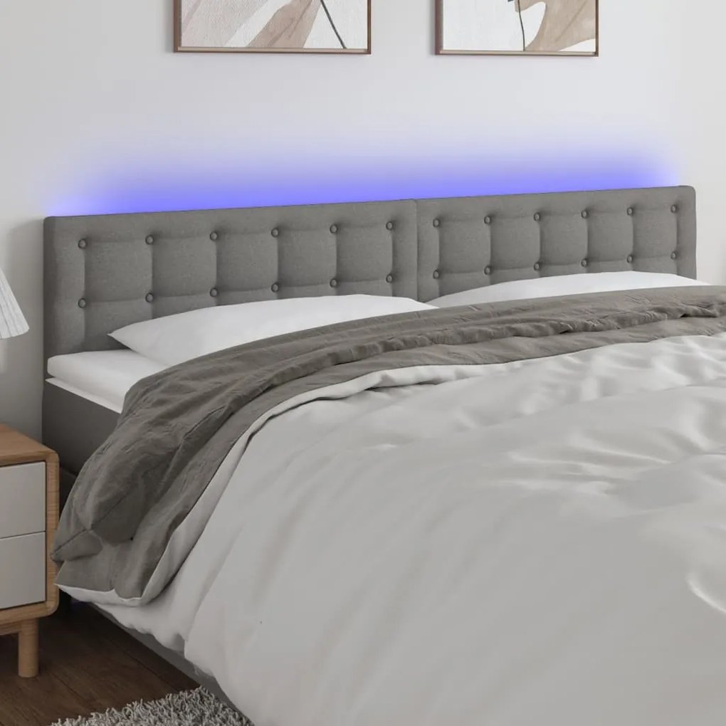 Čelo postele s LED tmavě šedé 200x5x78/88 cm textil 3122069