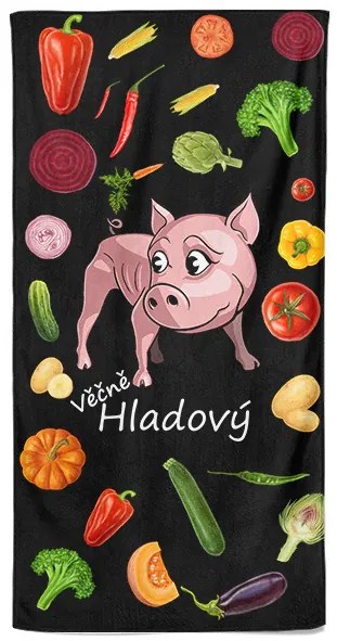 Osuška Věčně hladový – zelenina (Velikost osušky: 100x170cm)