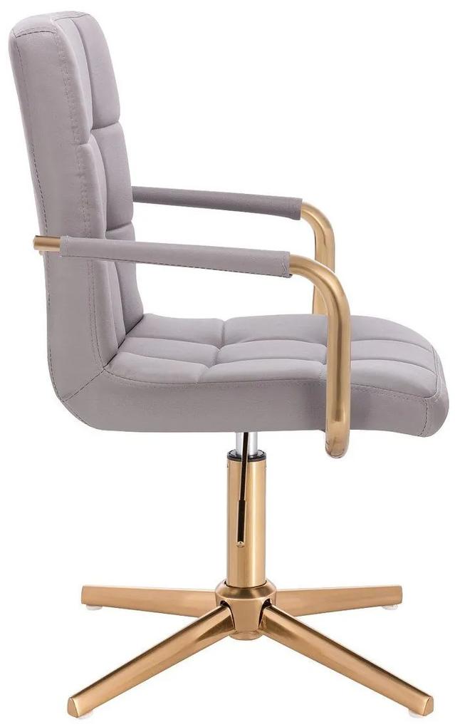 LuxuryForm Židle VERONA GOLD na zlatém kříži - šedá