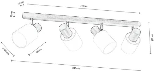 Spot-Light DO2248456 - Stropní bodové svítidlo TRENDY 4xE27/15W/230V borovice