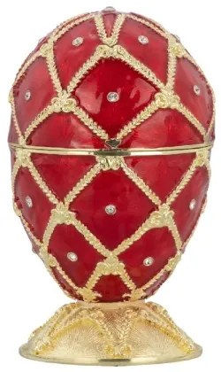 Smaltovaná skříňka na poklady Fabergého vejce 15 cm červená