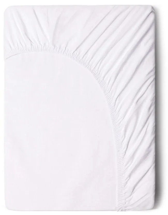 Bílé bavlněné elastické prostěradlo Good Morning, 180 x 200 cm