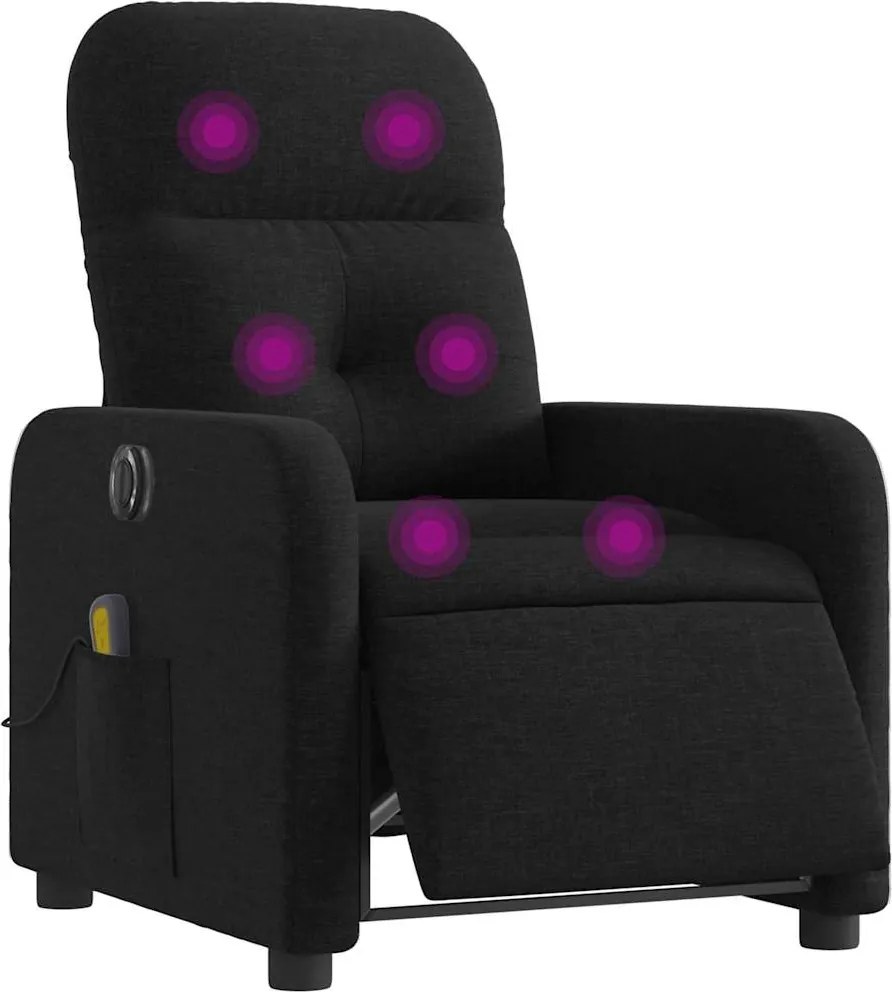 Elektrické masážní polohovací křeslo černé textil 3206788