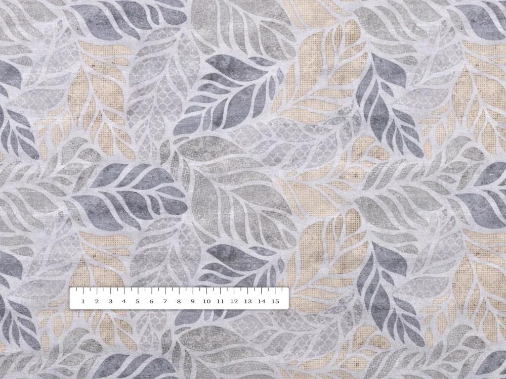 Biante Dekorační čtvercový ubrus PML-057 Mozaika žlutošedých listů na šedém 130x130 cm