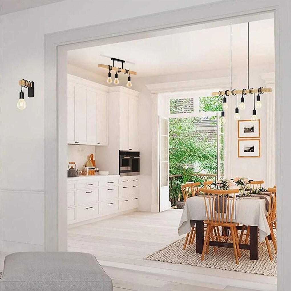 Toolight, závěsná moderní svítilna 3xE27 APP973-3CP LINE, černá-hnědá, OSW-03242