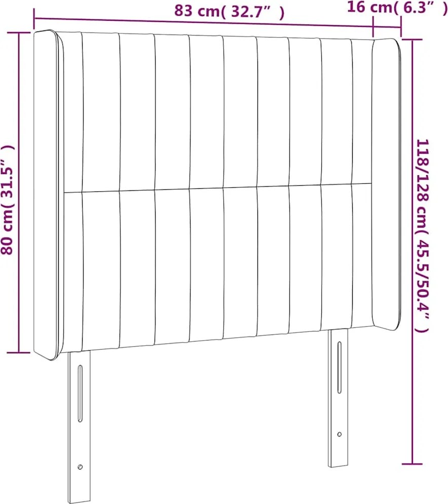 Čelo postele s LED černé 83 x 16 x 118/128 cm samet 3124318
