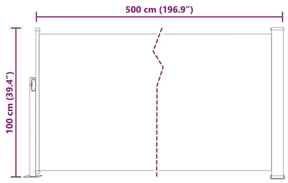 vidaXL Marketos Zatahovací boční markýza/zástěna na terasu 100 x 500 cm červená