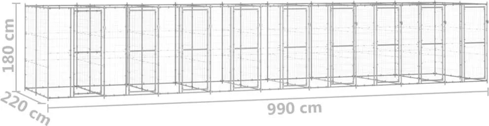 vidaXL Venkovní psí kotec ocel 21,78 m² [3082289] Barva: Černá