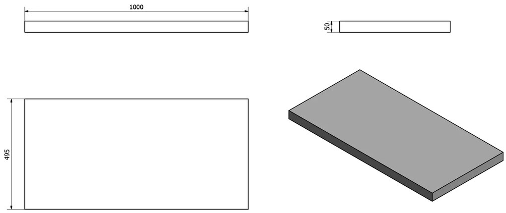 Sapho Sapho, AVICE deska pod umyvadlo 100x50cm, tloušťka 5cm, dub Rover, AV104